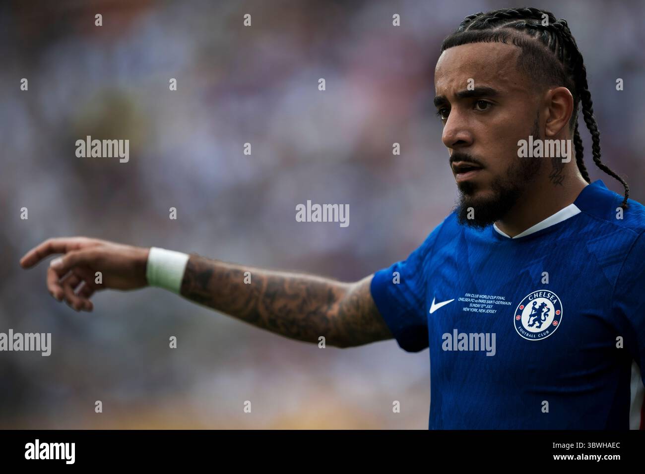 Malo Gusto of Chelsea FC gestures during the FIFA Club World Cup final ...