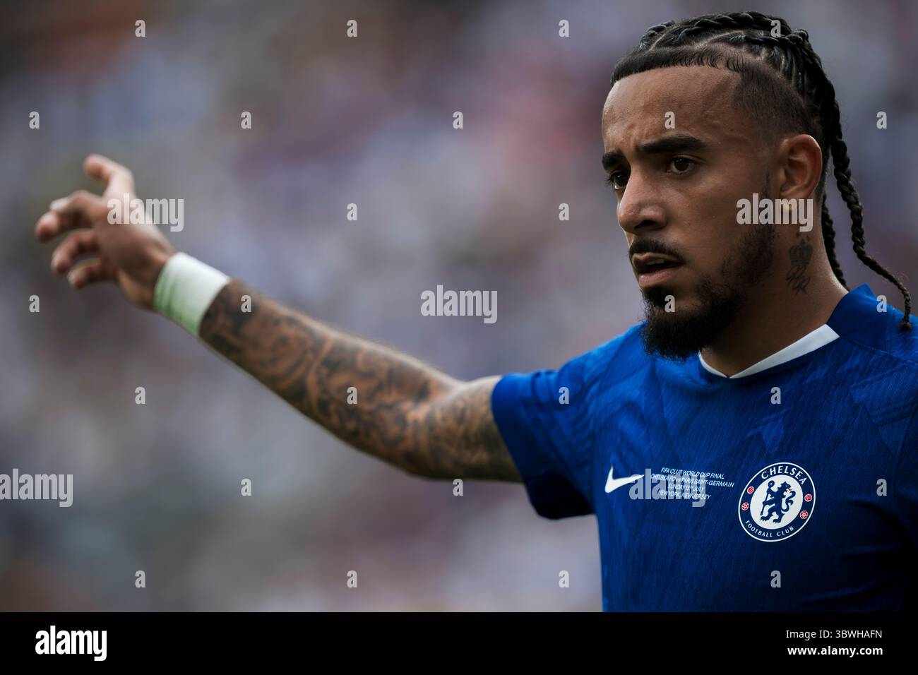 Malo Gusto of Chelsea FC gestures during the FIFA Club World Cup final ...