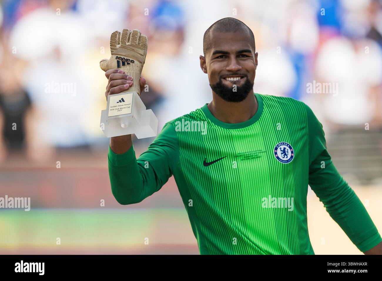 Robert Sanchez of Chelsea FC poses with Adidas Golden Glove award ...