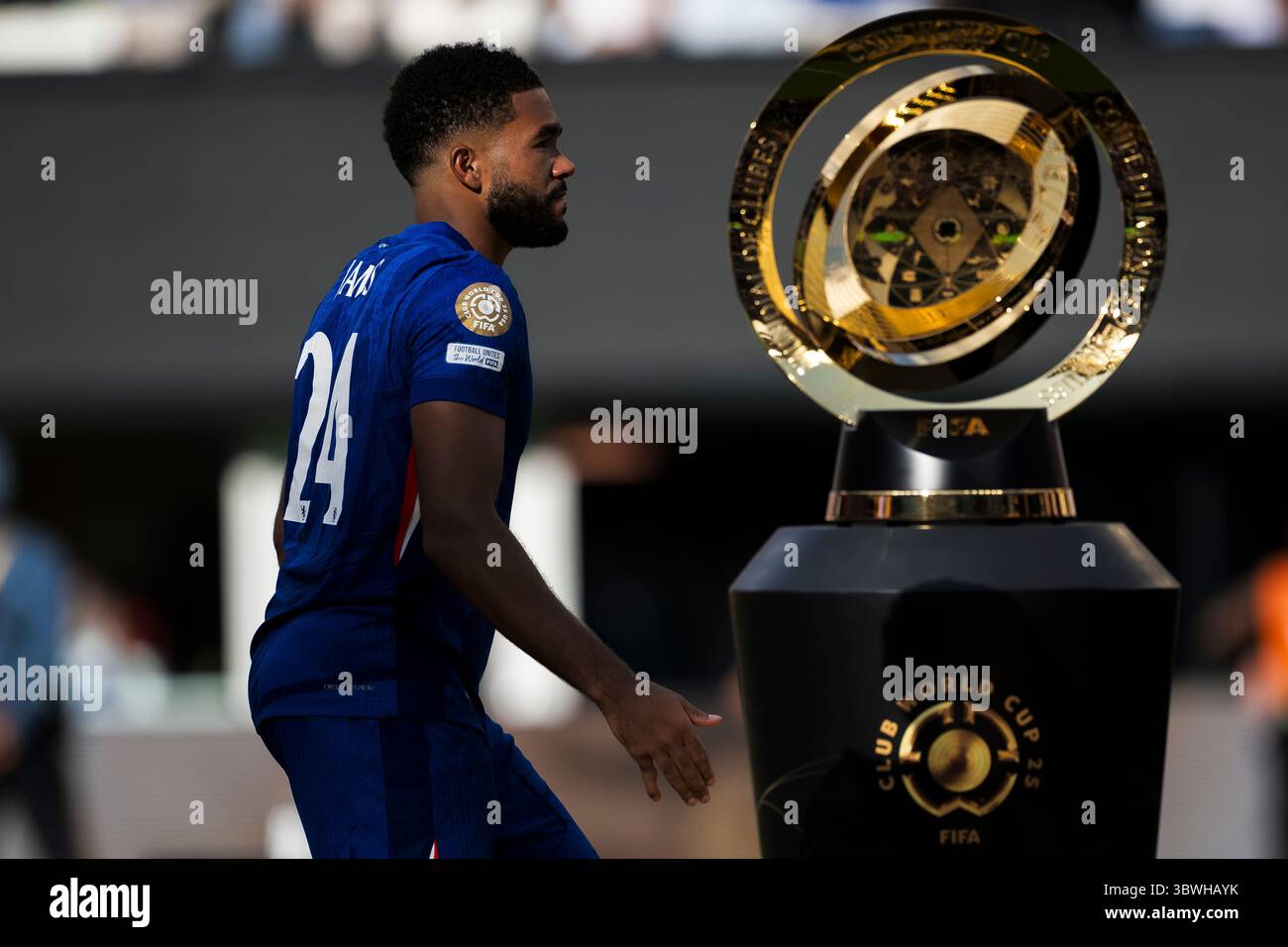 Reece James of Chelsea FC is seen the FIFA Club World Cup trophy at the ...