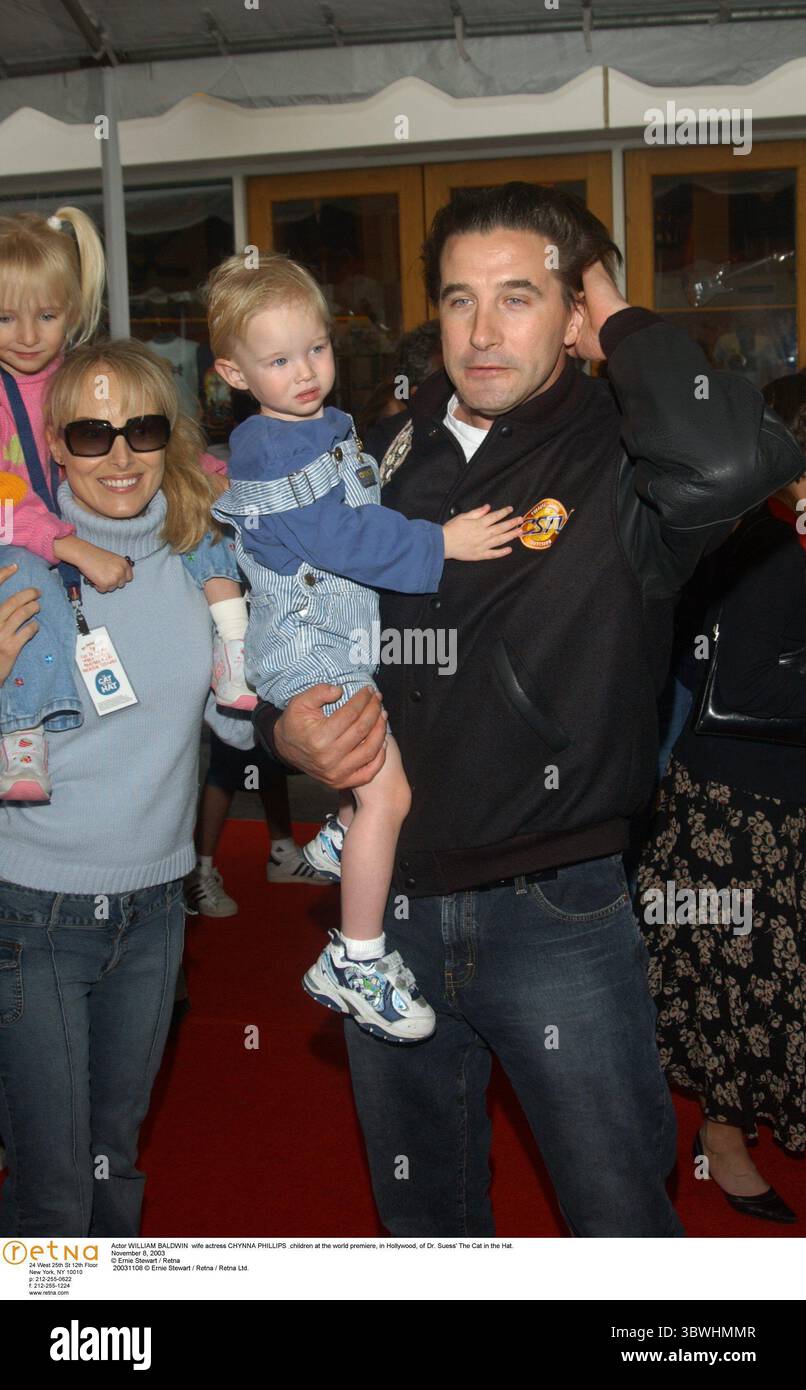 Actor WILLIAM BALDWIN & wife actress CHYNNA PHILLIPS & children at the ...