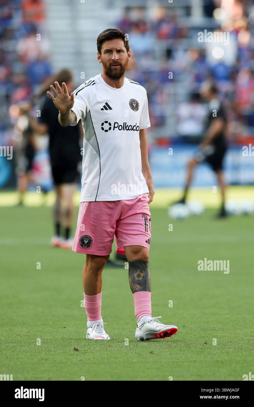 July 16, 2025: Inter Miami CFâ€™s Lionel Messi waves to fans prior to ...