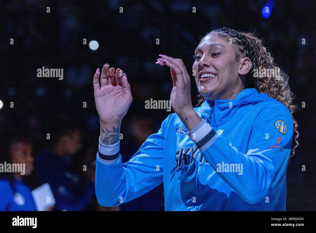 Chicago Sky center Kamilla Cardoso (10) during pregame announcements ...