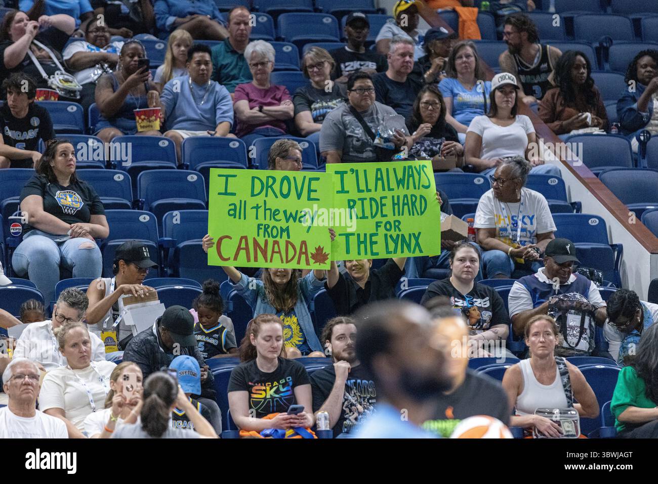 Lynx fans from Canada hold up signs supporting their team before the ...