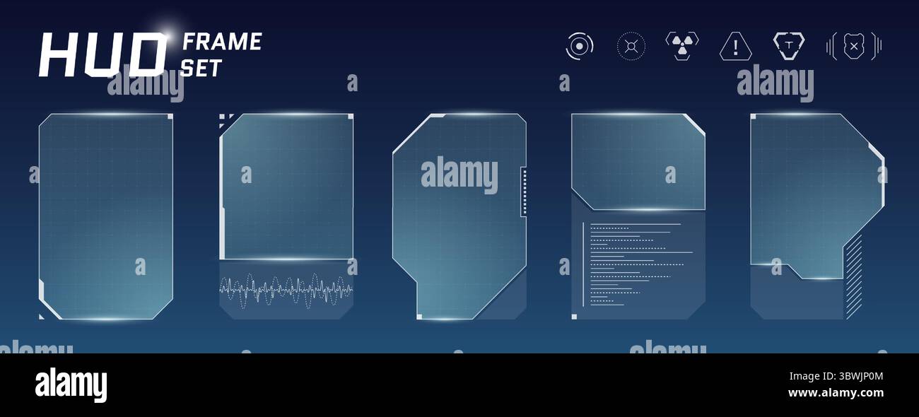 Glowing sci fi HUD with neon blue callouts, virtual charts and ...