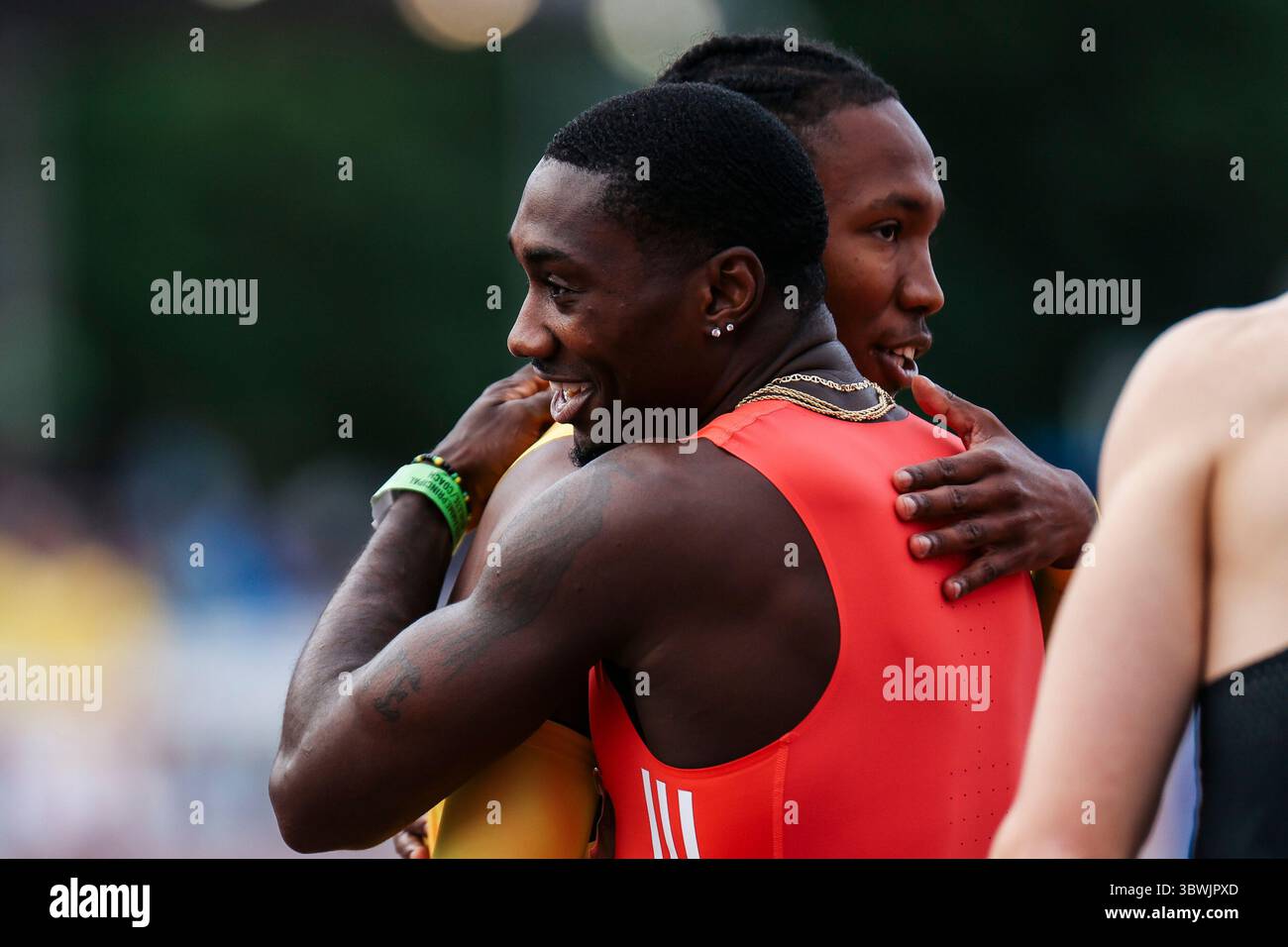 J?r?mie Lararaudeuse (Mauritius) und Giano Roberts (Jamaika) am 16.07.2025 beim Meeting ...