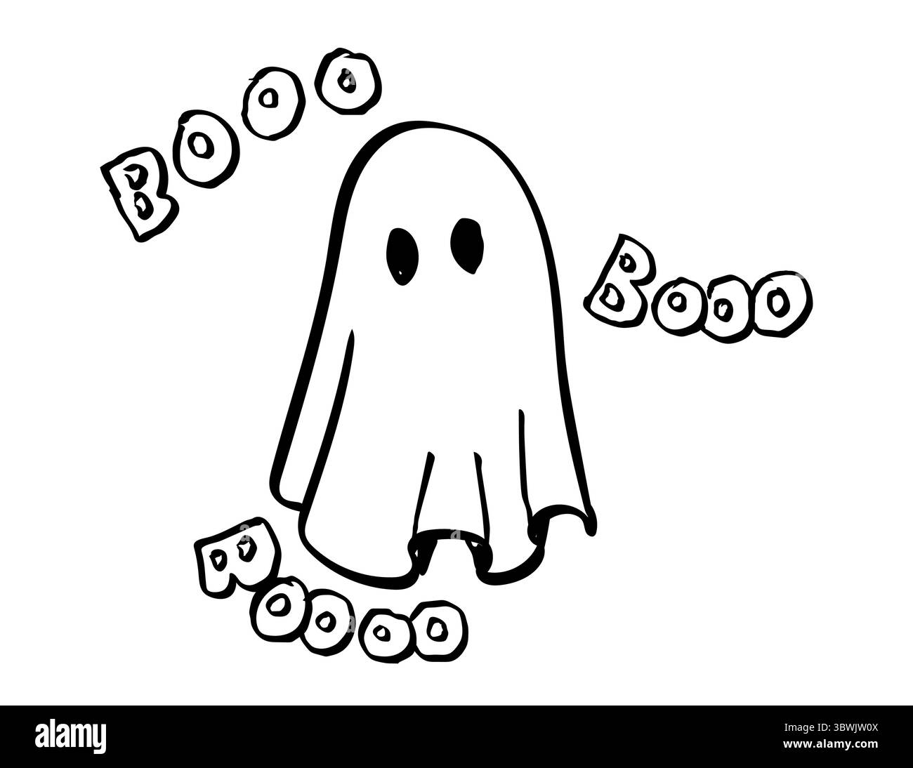 Cartoon style illustration of a spooky halloween ghost floating on ...