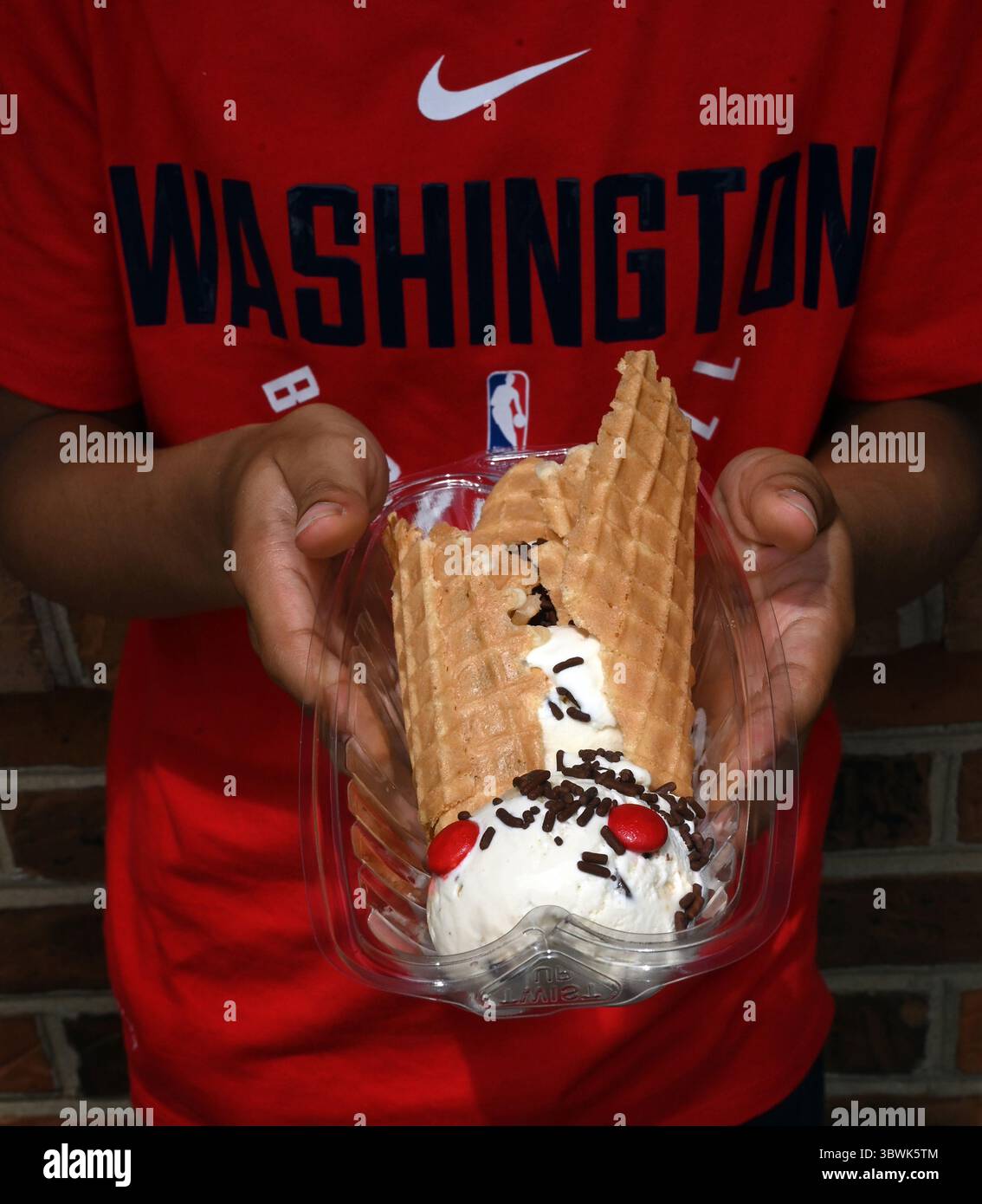 June 10, 2021, Arlington, VA, USA: John Kendrick, 8 years old holds a ...