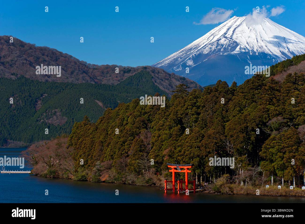 Mt. Fuji and "floating" Peace Torii (平和の鳥居) Shinto shrine gate of ...