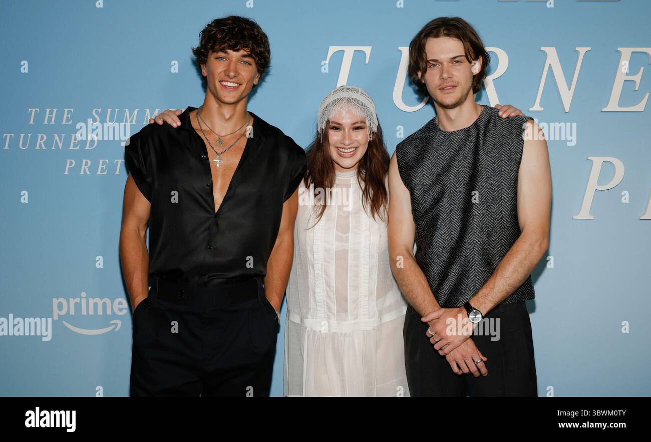 Gavin Casalegno, from left, Lola Tung, and Christopher Briney attend ...