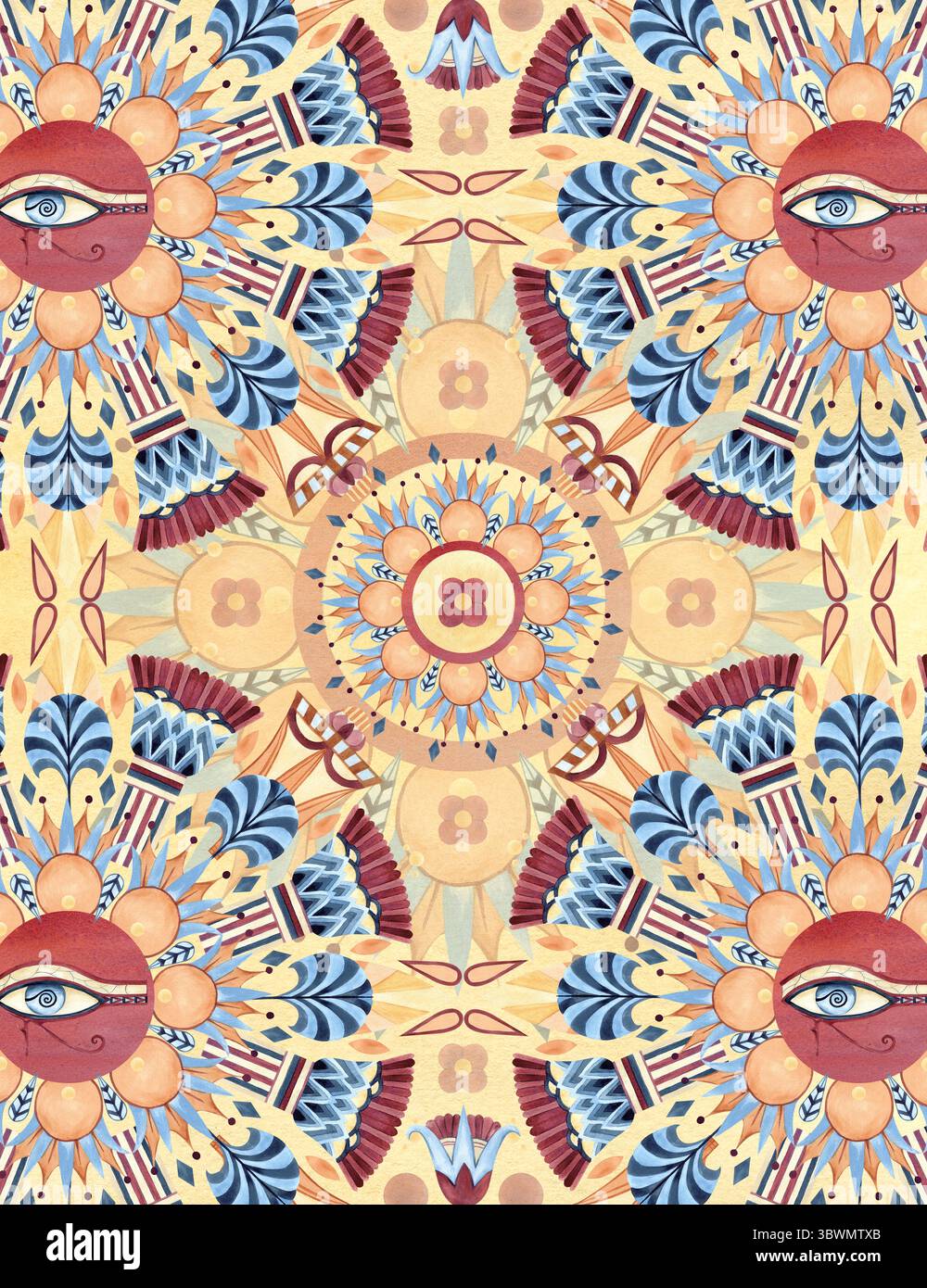 Egyptian style with arabesque design with eye of Horus, ancient ethnic ...