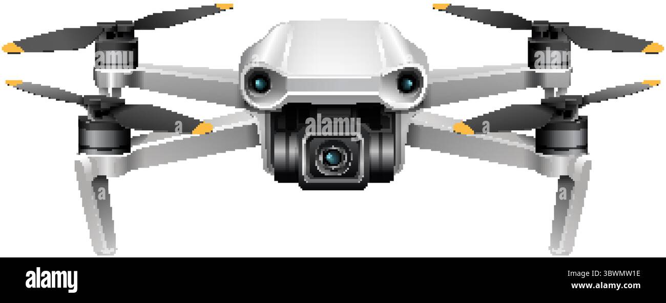 Highly detailed vector illustration of a modern drone with realistic ...
