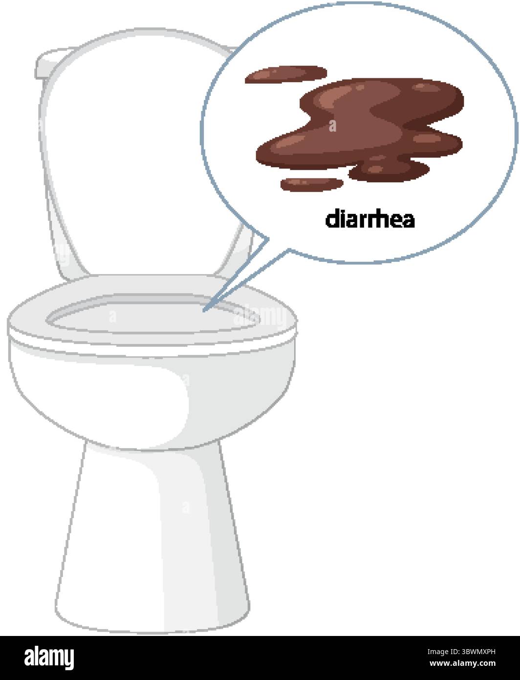 Vector illustration of a toilet with a speech bubble showing diarrhea ...