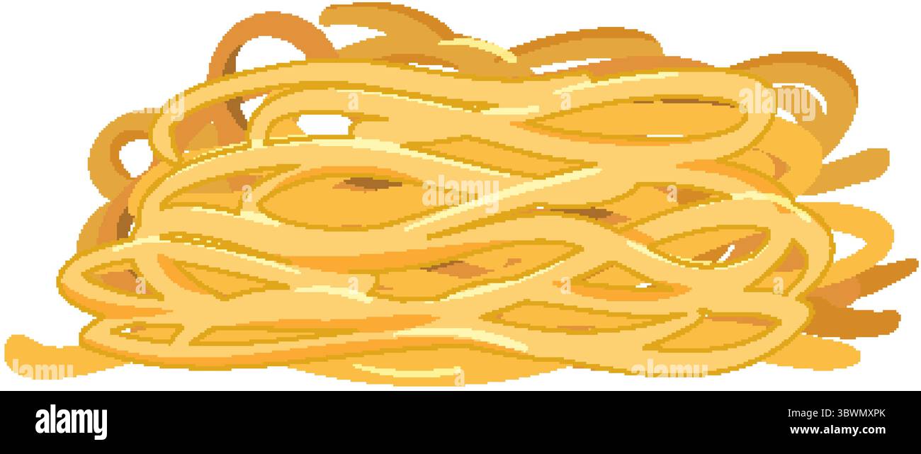 Flat vector illustration of a nest of uncooked spaghetti noodles in ...