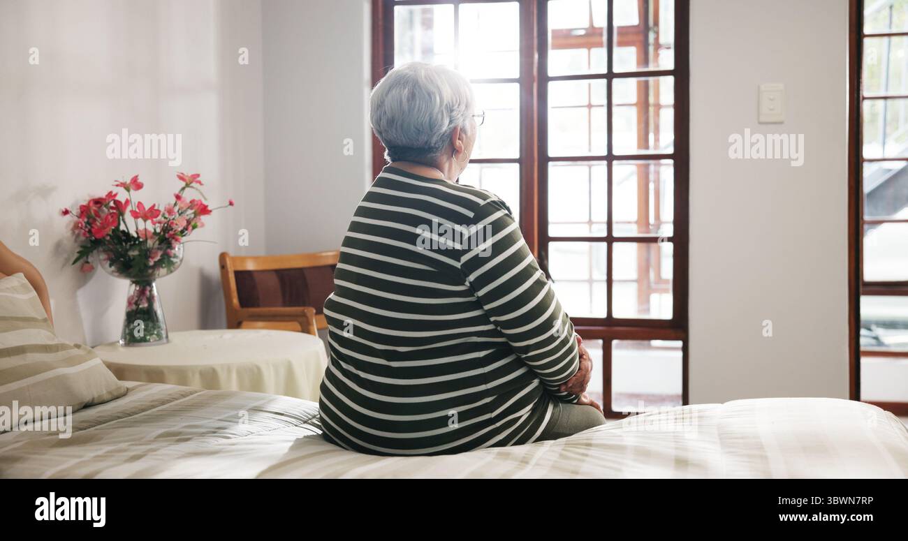Thinking, memory and back with old woman in home for reflection ...