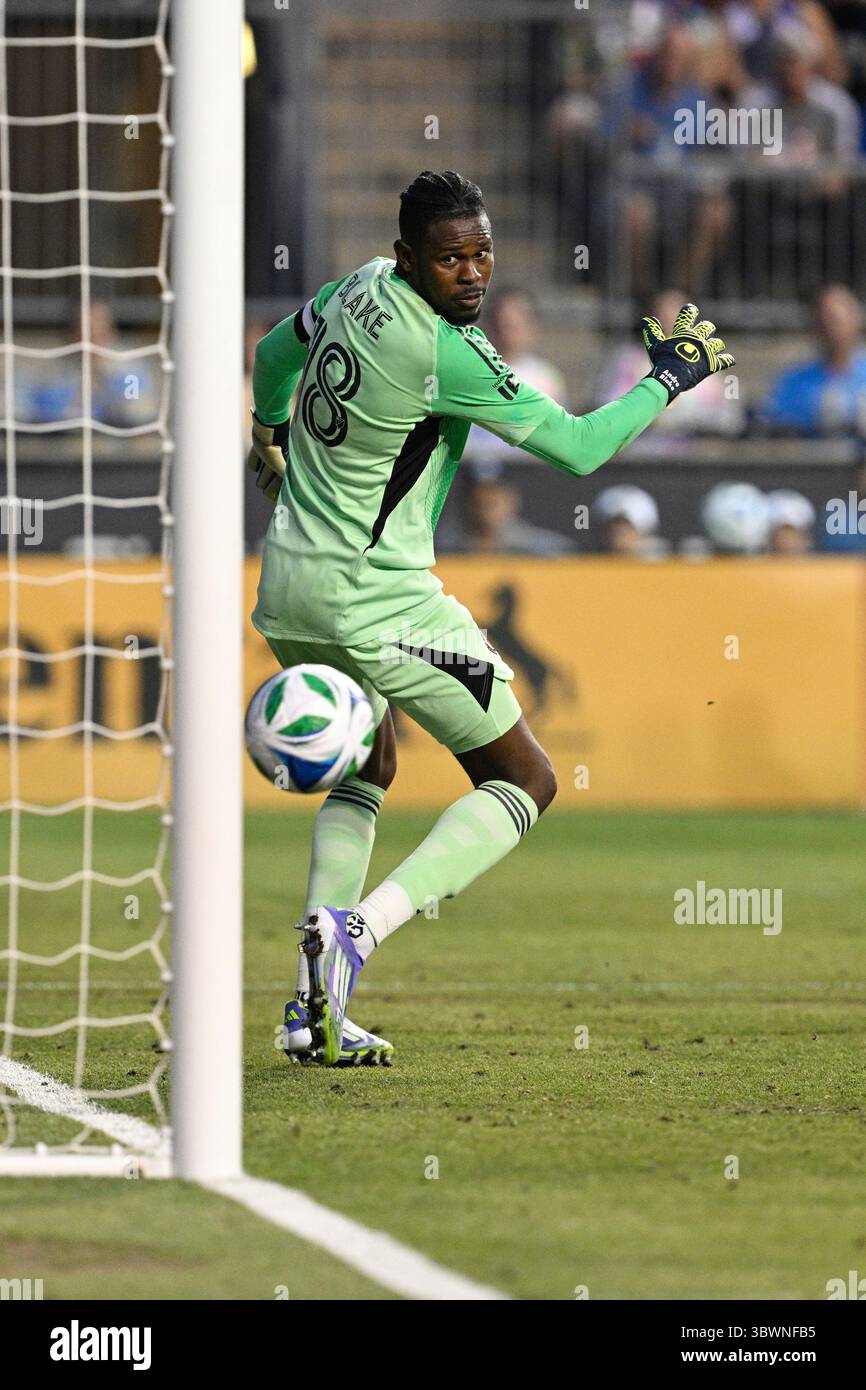 CHESTER, PA - JULY 16: Philadelphia Union goalkeeper Andre Blake #18 ...