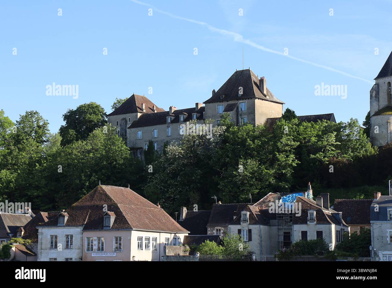 Naillac Castle, medieval castle, exterior view, town of Le Blanc, Indre ...