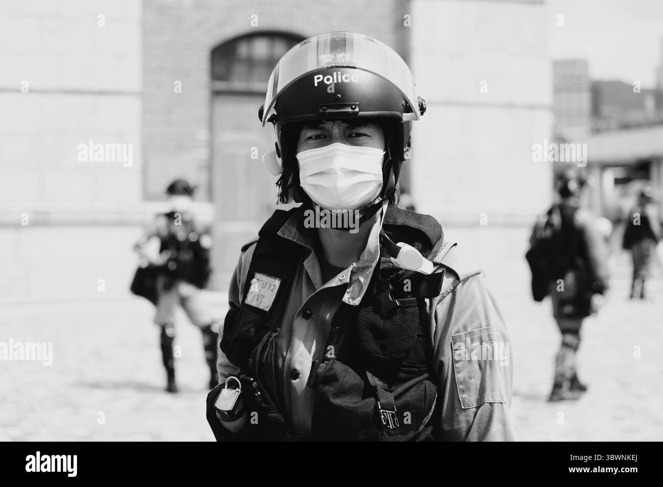 Security officer stand guard Black and White Stock Photos & Images - Alamy