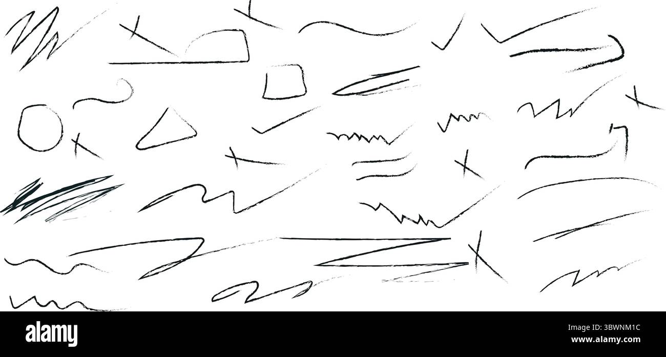 Hand-drawn design elements, perfect for highlighting, underlining, and ...