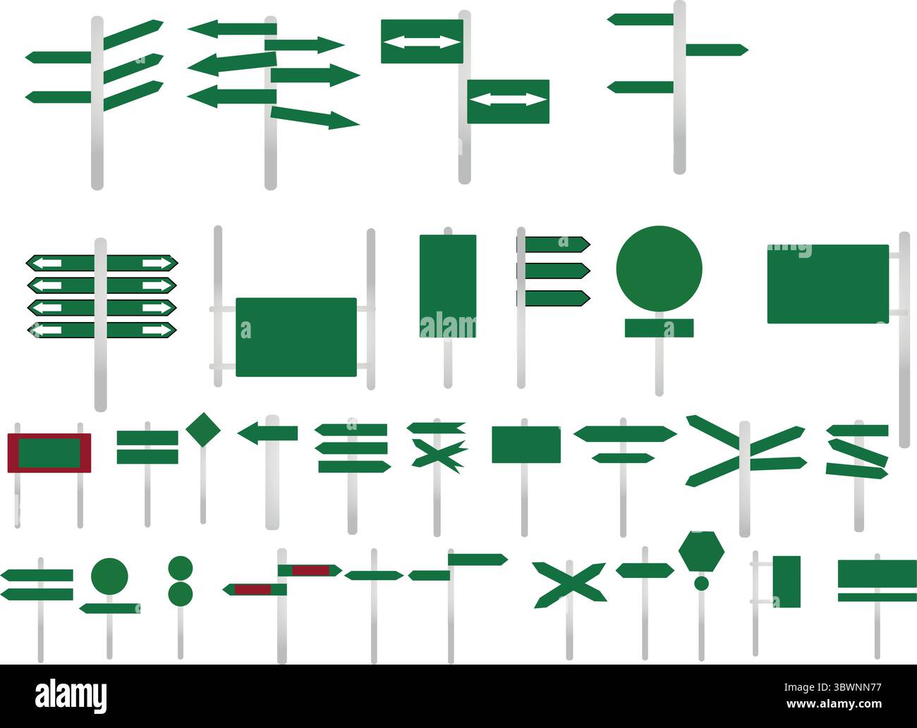 Collection Of Various Directional Signs And Symbols In Green Perfect For Wayfinding And Design