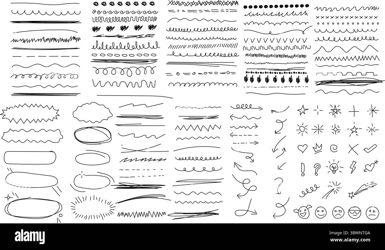 Hand drawn doodle vector set for bullet journals with arrows and ...