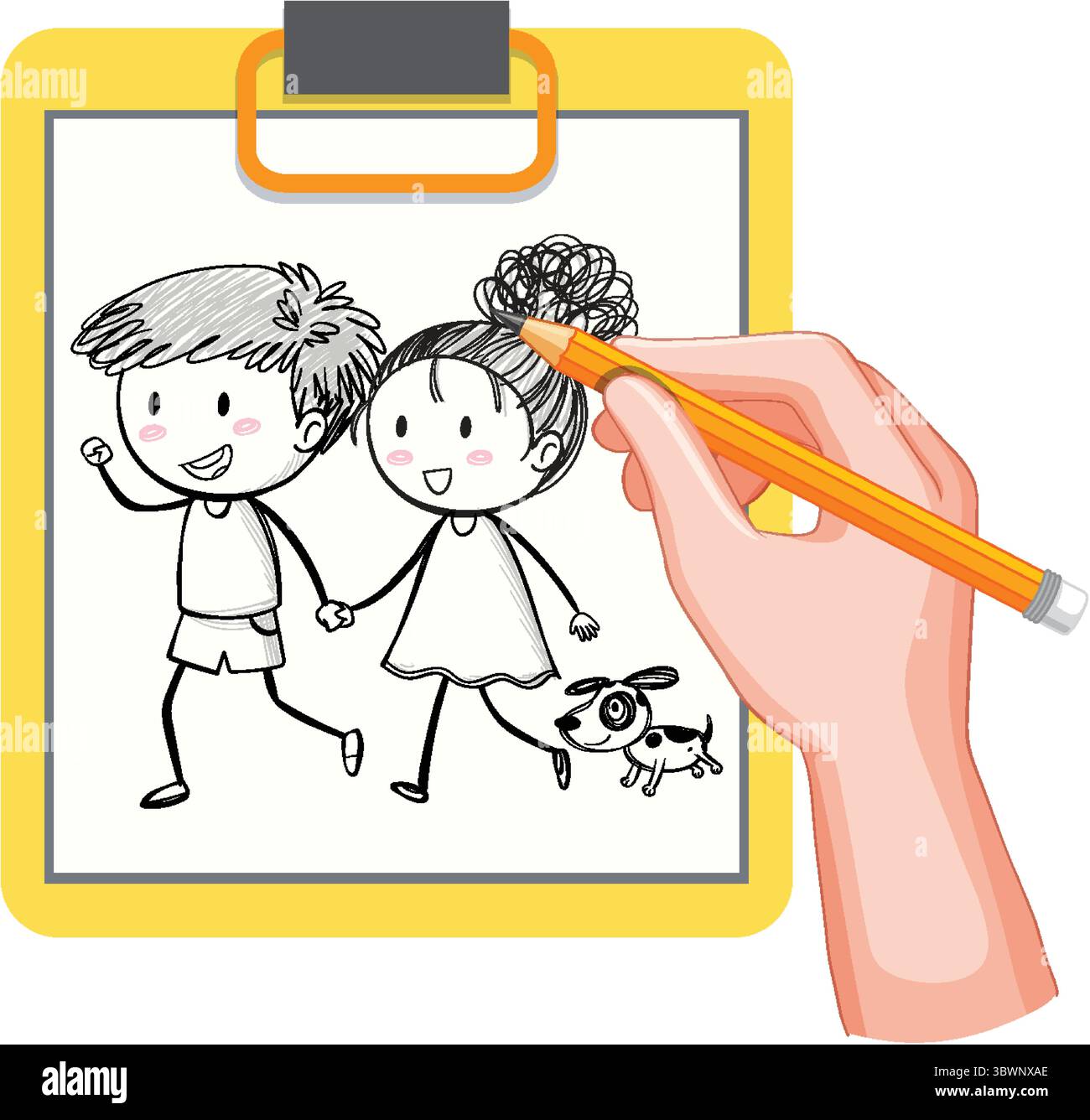 Simple outline clipboard pencil Stock Vector Images - Alamy