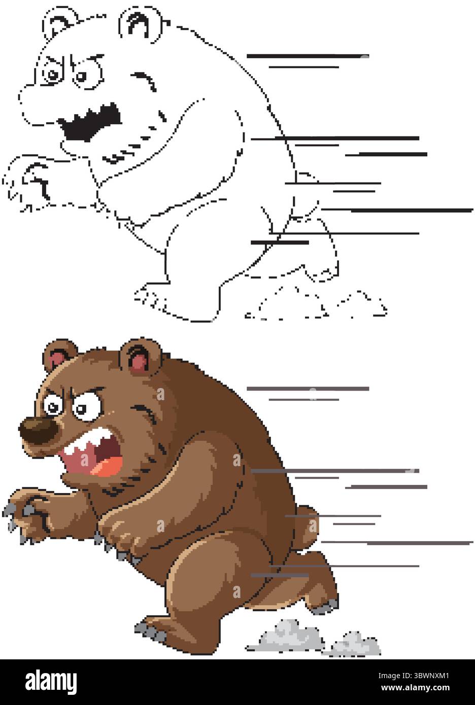 Vector illustration of a cartoon bear running fast, featuring dynamic ...