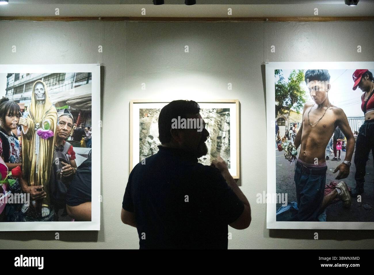 A person takes a tour during the opening exhibition "Tenochtitlán" by ...