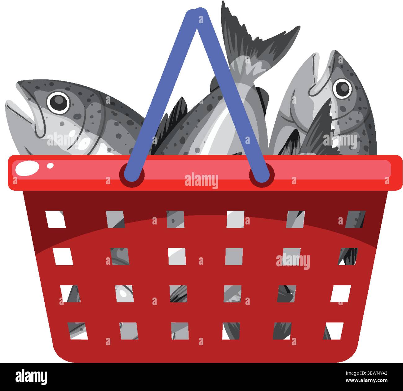 Illustration of fish inside a red shopping basket Stock Vector Image ...