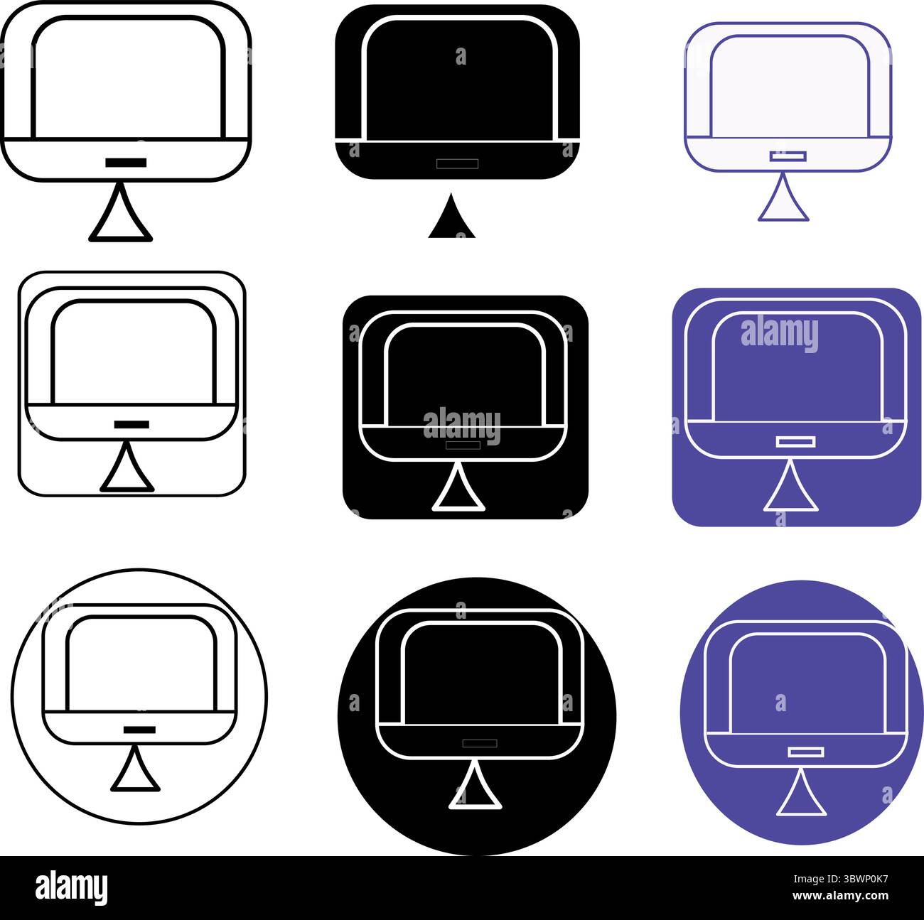 Monitor white icons in Stock Vector Images - Alamy