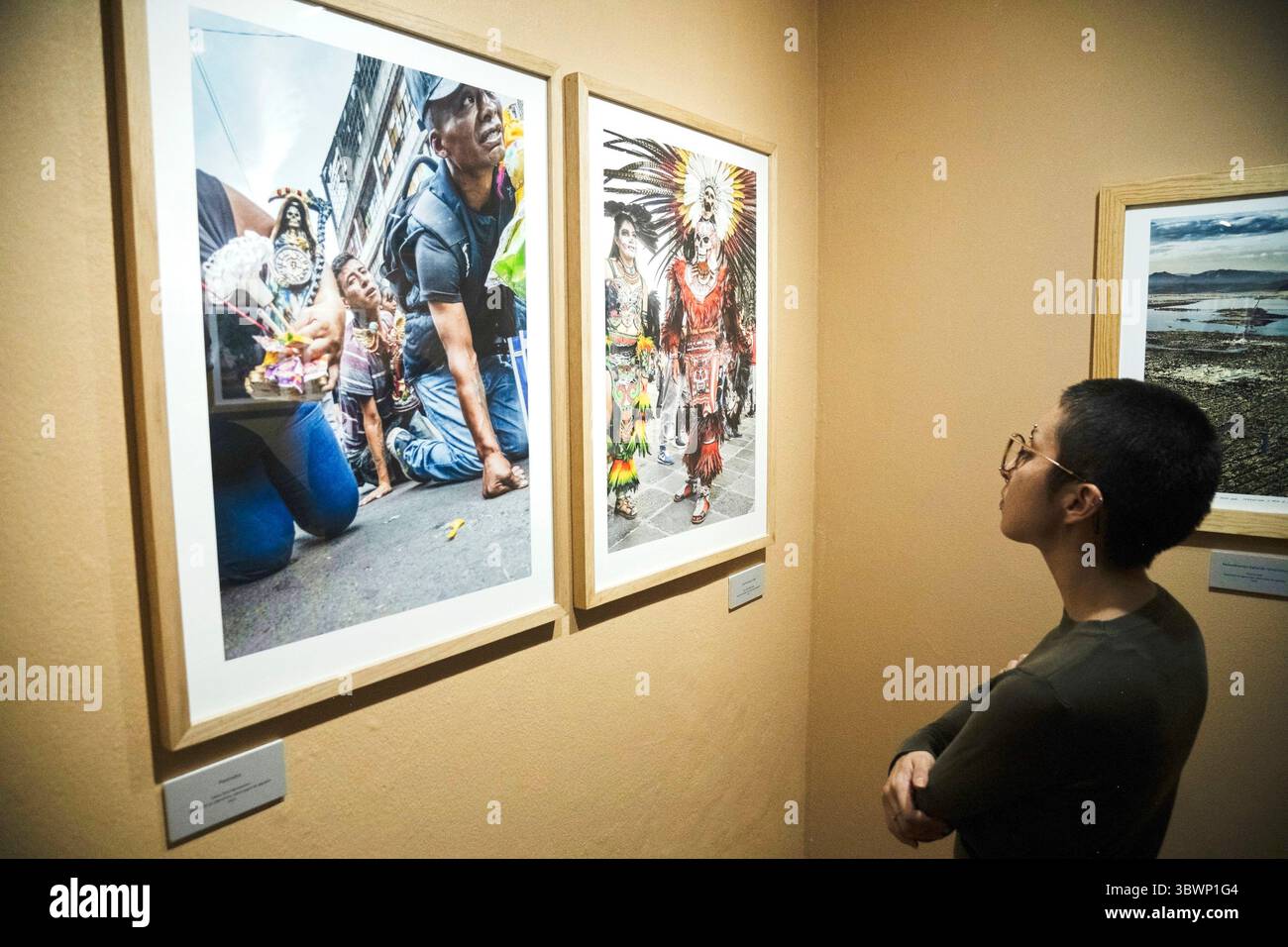 A person takes a tour during the opening exhibition "Tenochtitlán" by ...