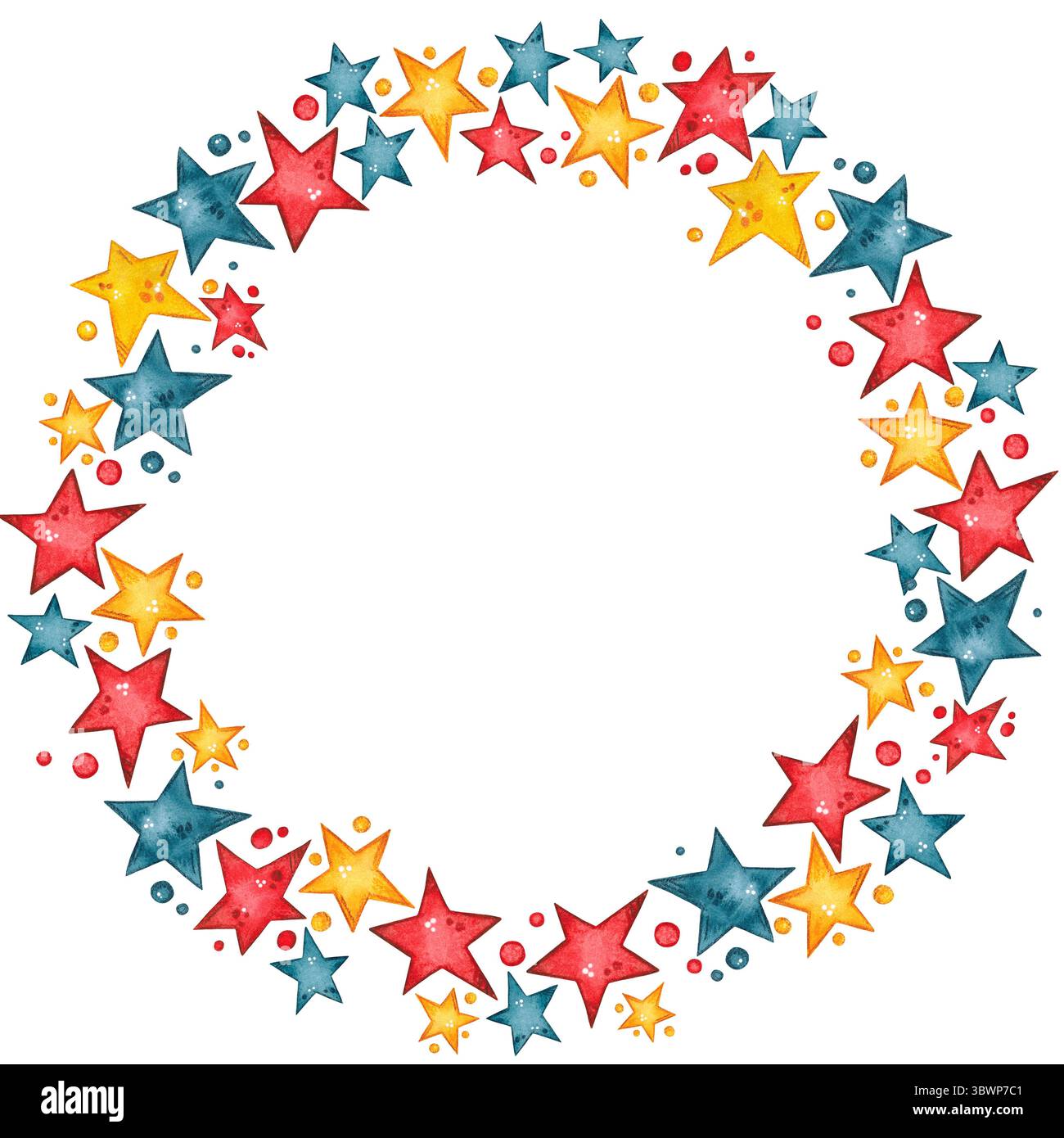 Round frame of stars in red, blue, yellow colors Stock Photo - Alamy