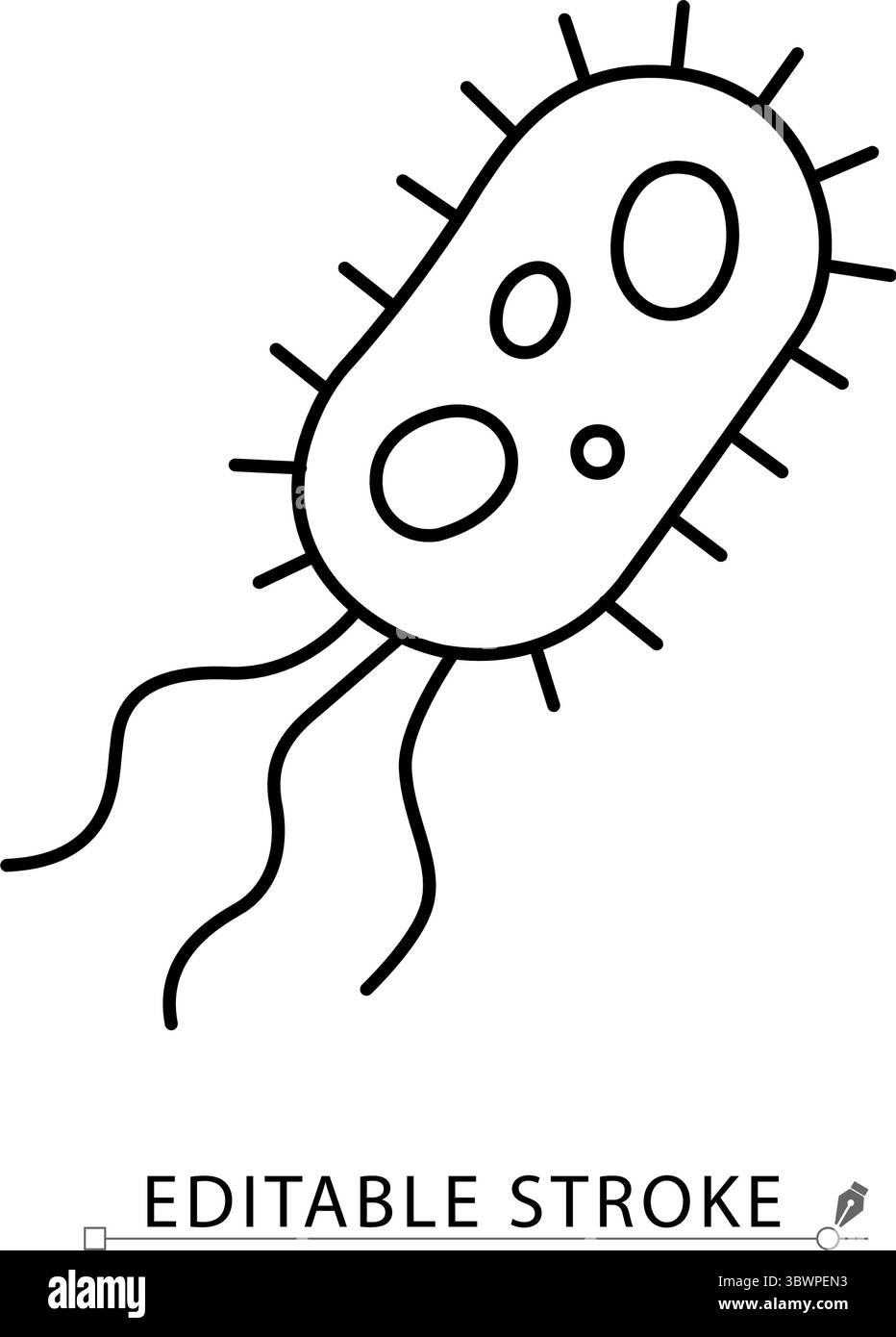 A bacteria icon in minimalist style with editable stroke. Microorganism ...