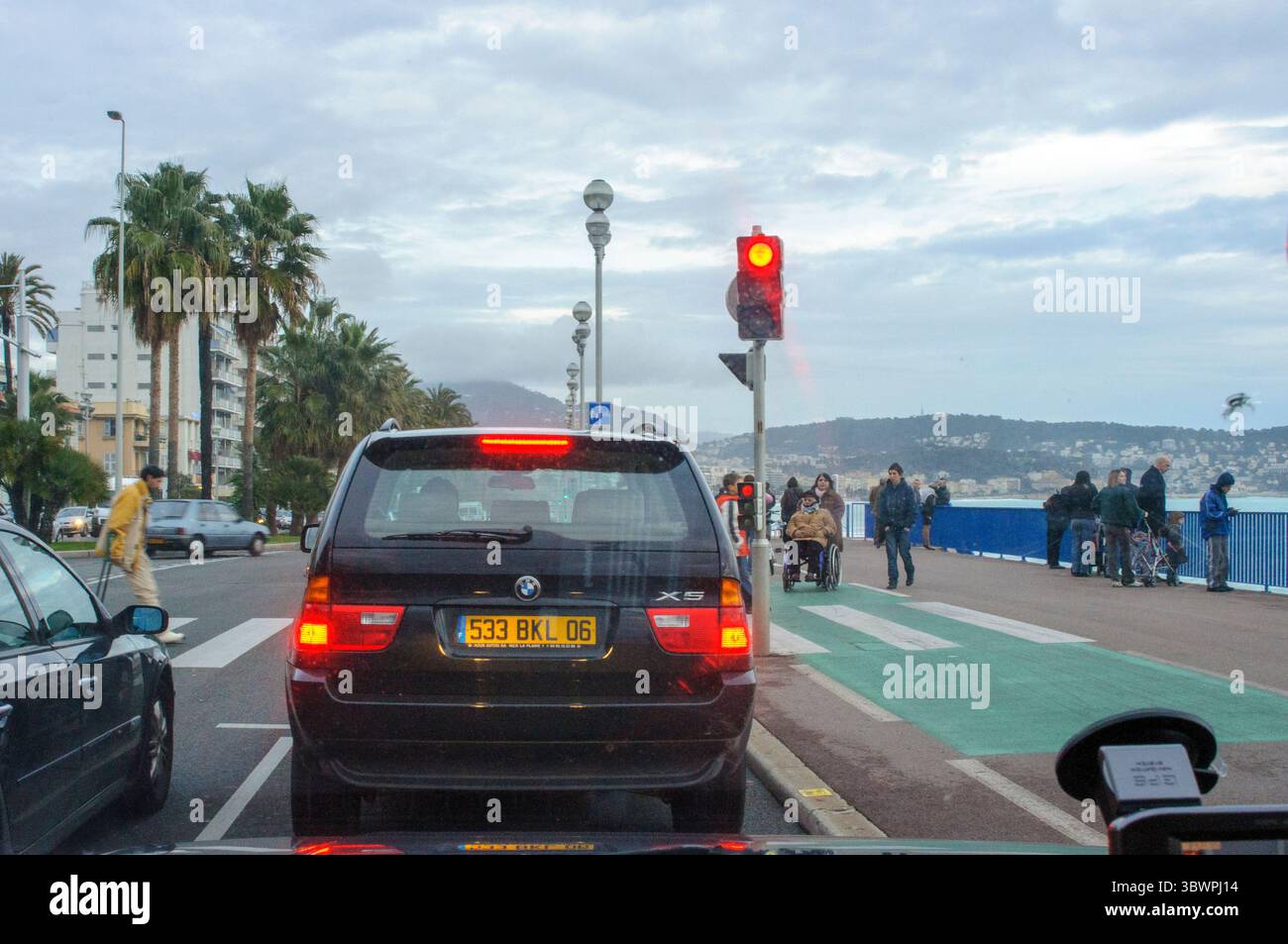 Nice, France - January 1st 2010 Driving through the scenic Promenade ...