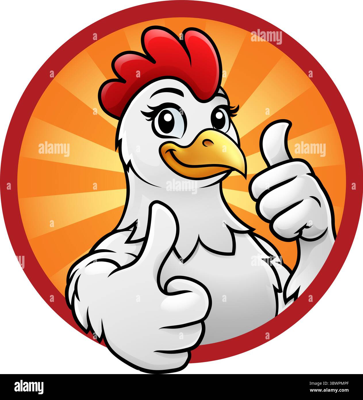 Cartoon Chicken Mascot Double Thumbs Up Stock Vector Image & Art - Alamy