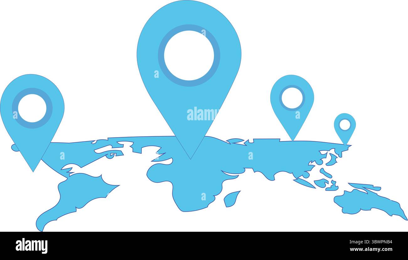 Global locations marked on world map, perfect for travel, business, and ...