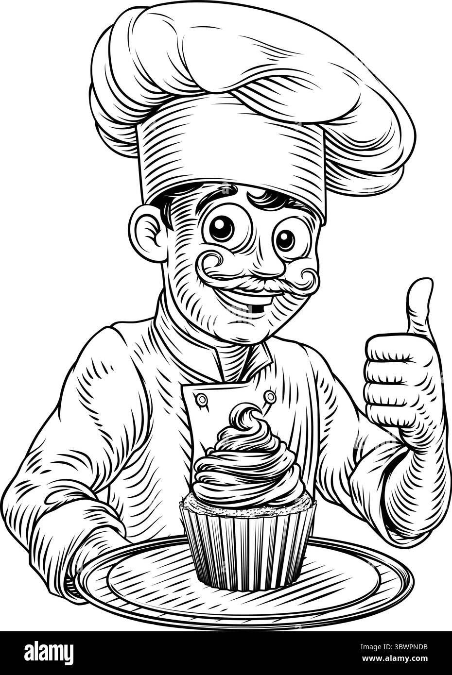 Pastry Chef Cupcake Cake Baker Bakery Illustration Stock Vector Image ...