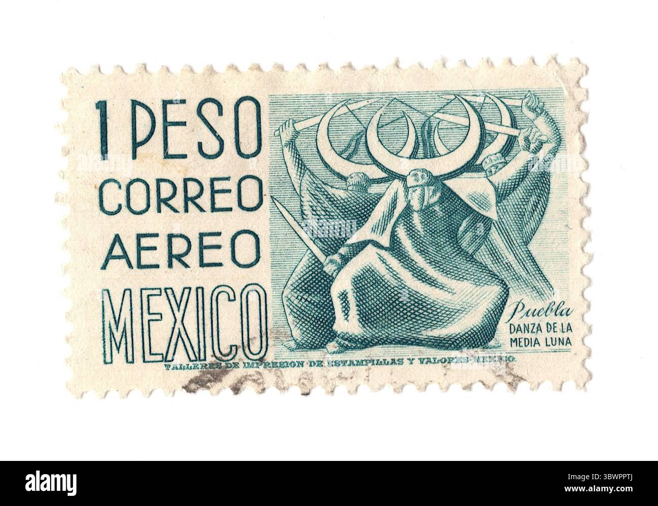 A vintage postage stamp from Mexico isolated on a white background ...
