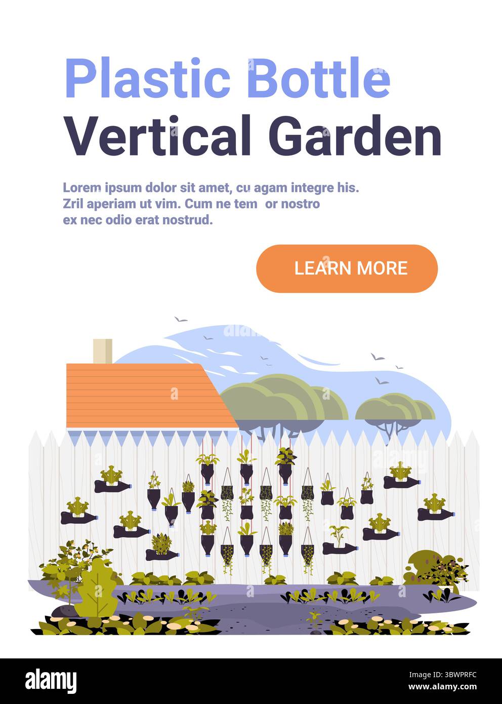 Plastic bottle vertical garden eco-friendly upcycling concept backyard ...