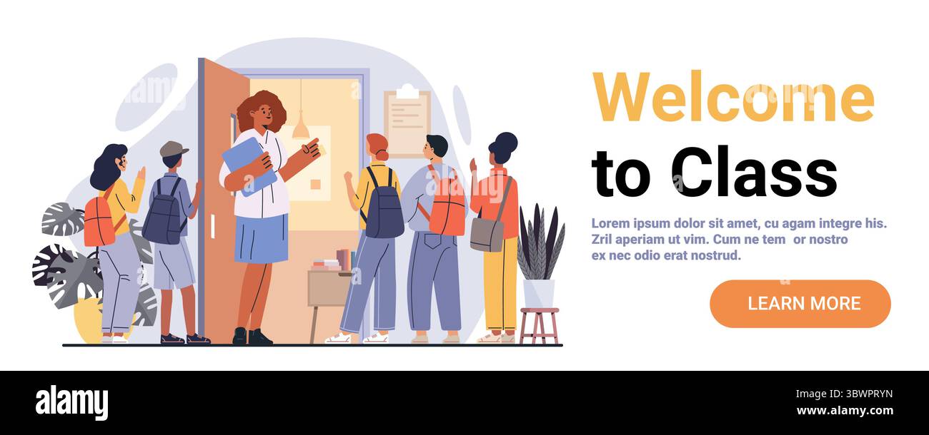 Illustration kids students welcoming hi-res stock photography and ...