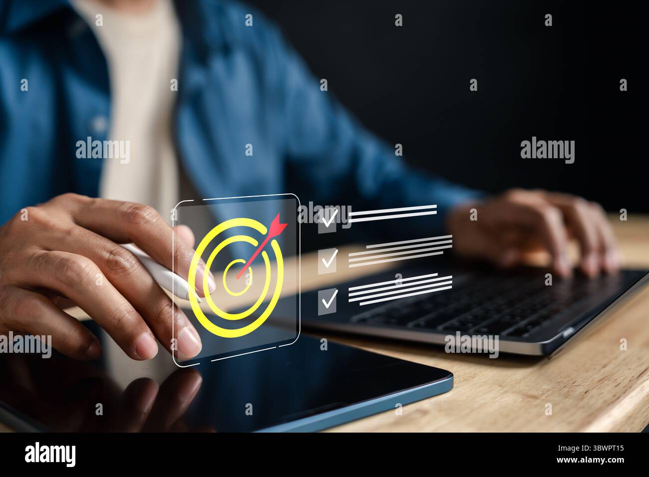 Goal planning process checklist with digital target and task tracking ...