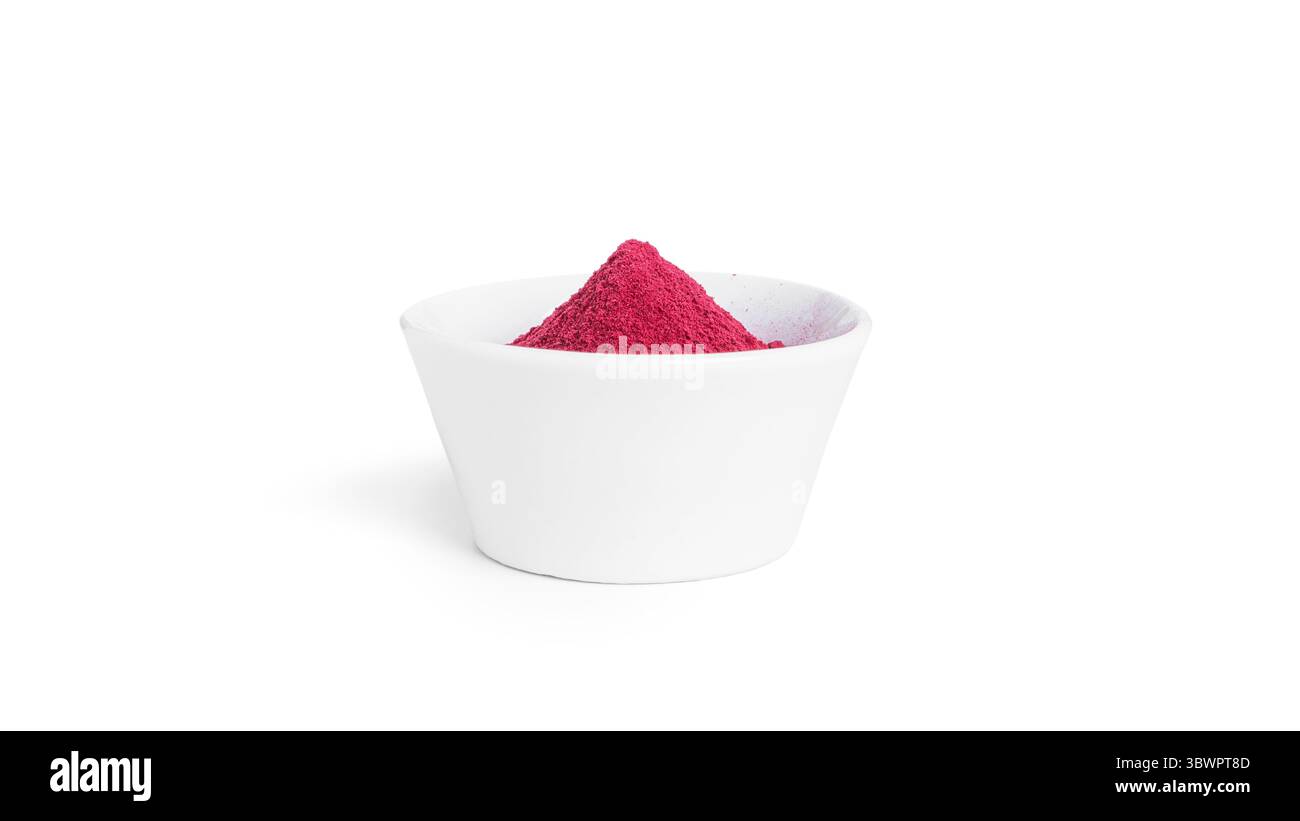 Red matcha powdered tea isolated on white background Stock Photo - Alamy