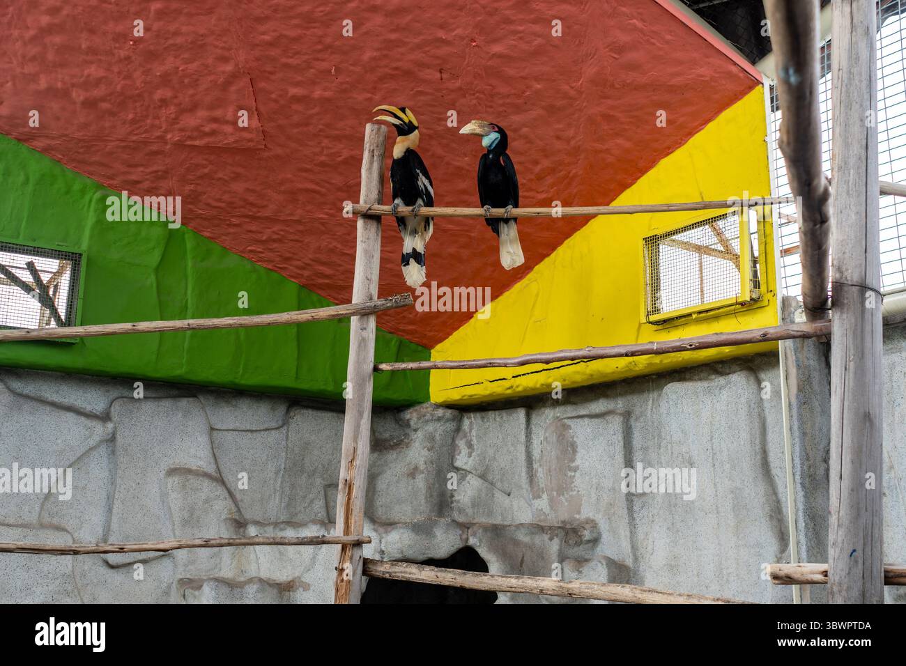A view of the habitat and cages of the birds at Pata Zoo in the Pata ...