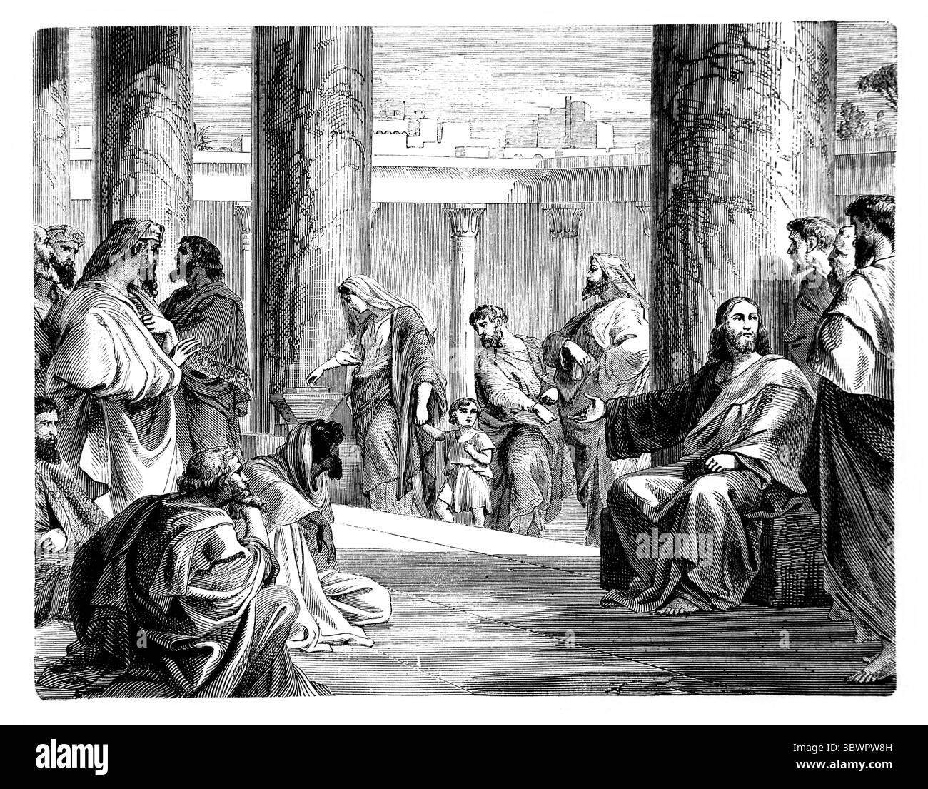 Illustration of The Widow's Mite Jesus Christ with his Disciples ...