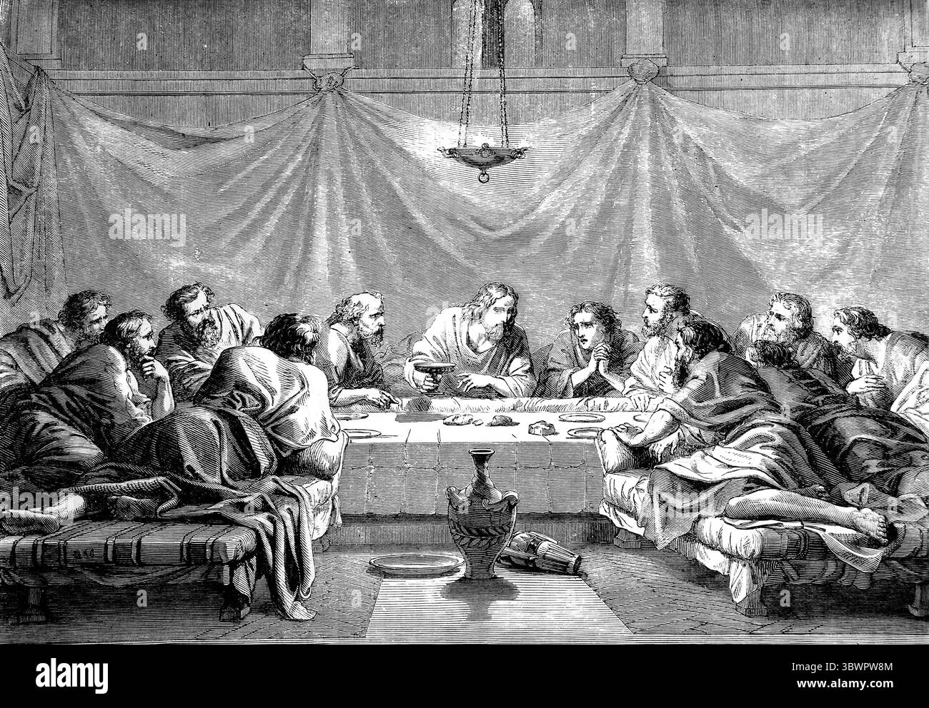 Illustration of the Last Supper where Jesus Christ shared a cup of wine ...