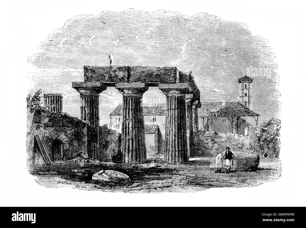 Illustration of Supposed Temple of Minerva at Corinth Ascribed to the ...