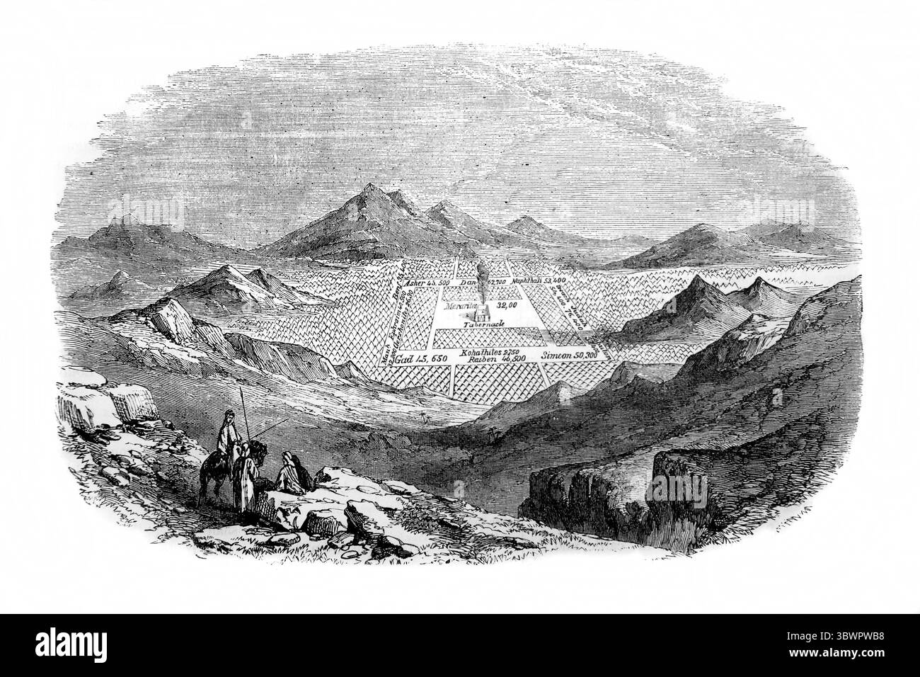 Illustration of the Tabernacle and the Encampment depicting the Twelve ...