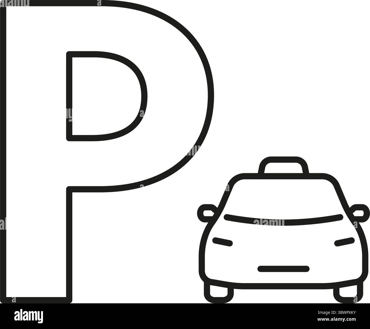 Parking Area With Taxi Line Icon. Taxi Stand And Parking Zone Outline ...