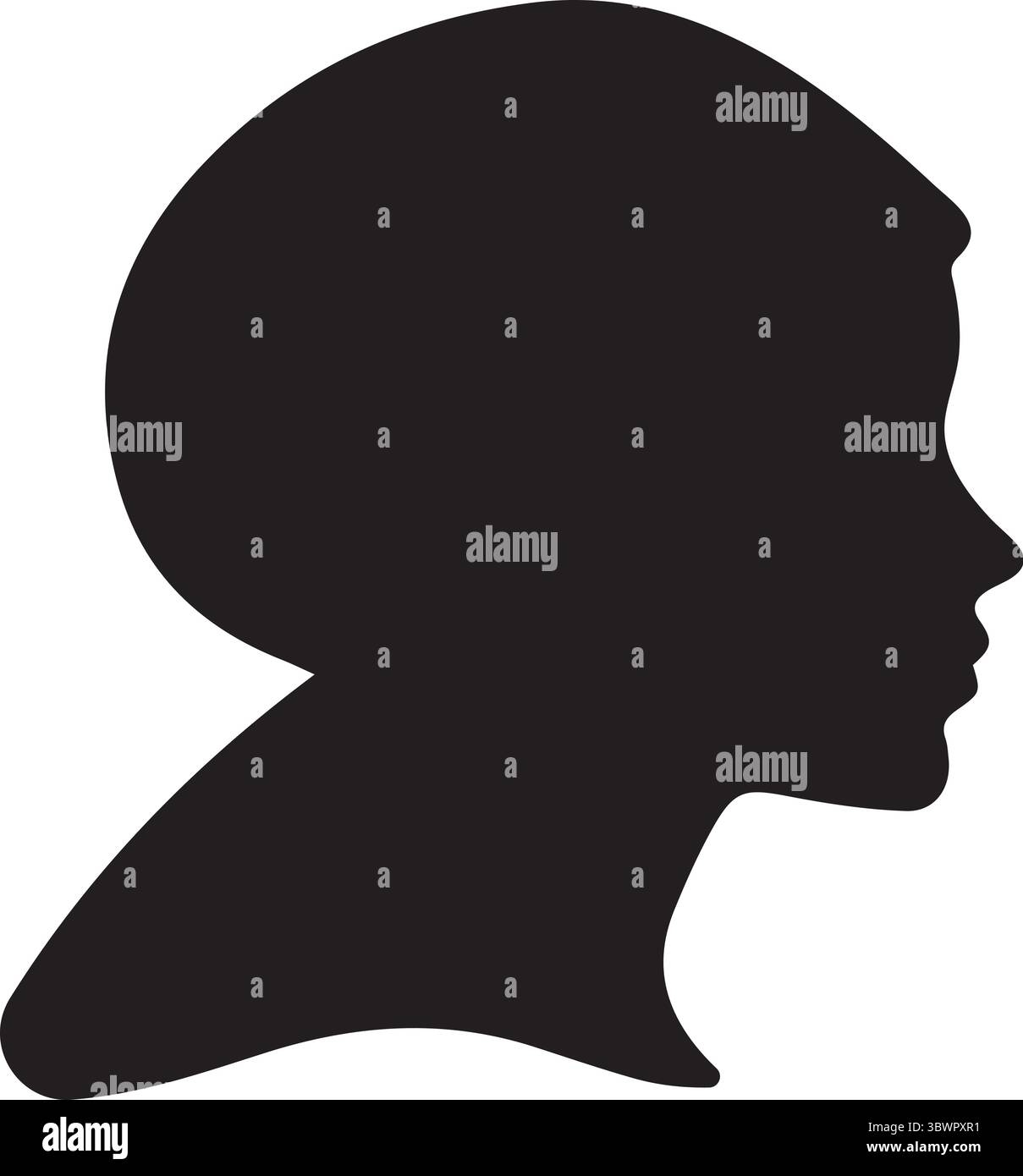 Elegant Arab Woman Face Silhouette in Hijab, Black on White, Minima ...