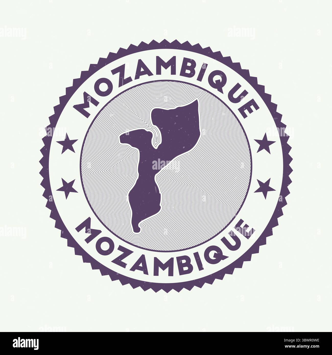 Mozambique emblem. Country round stamp with shape of Mozambique ...